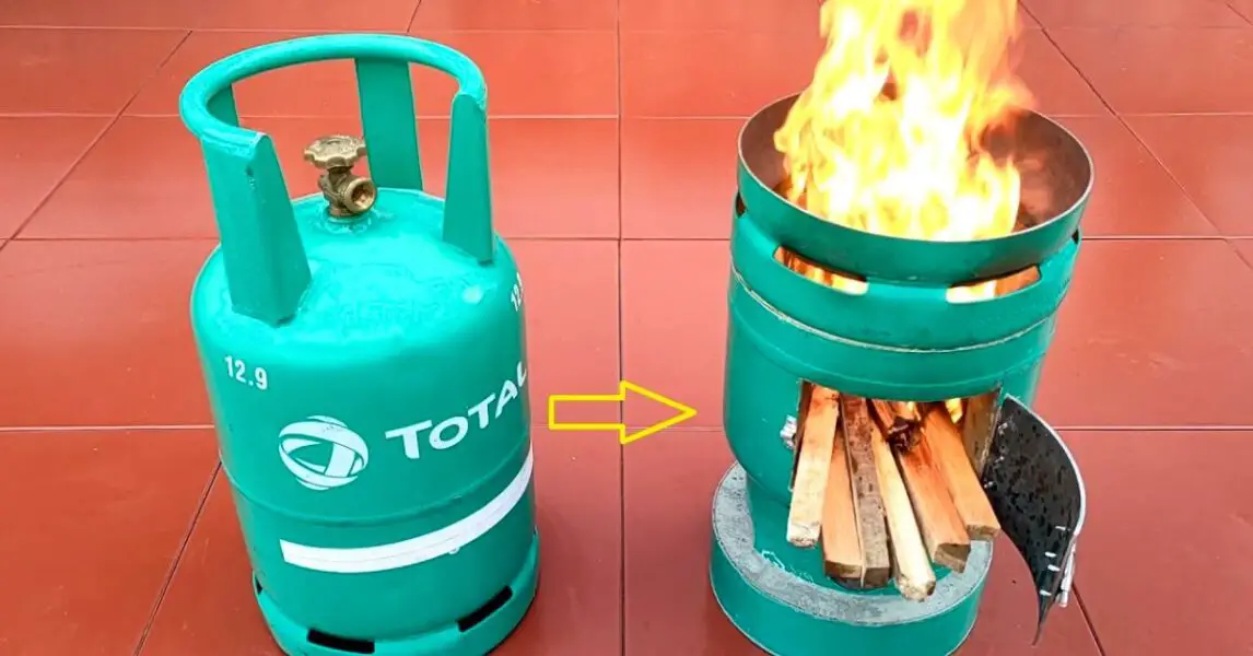 Reciclar garrafas: Cocina a leña portátil hecha con una garrafa vieja