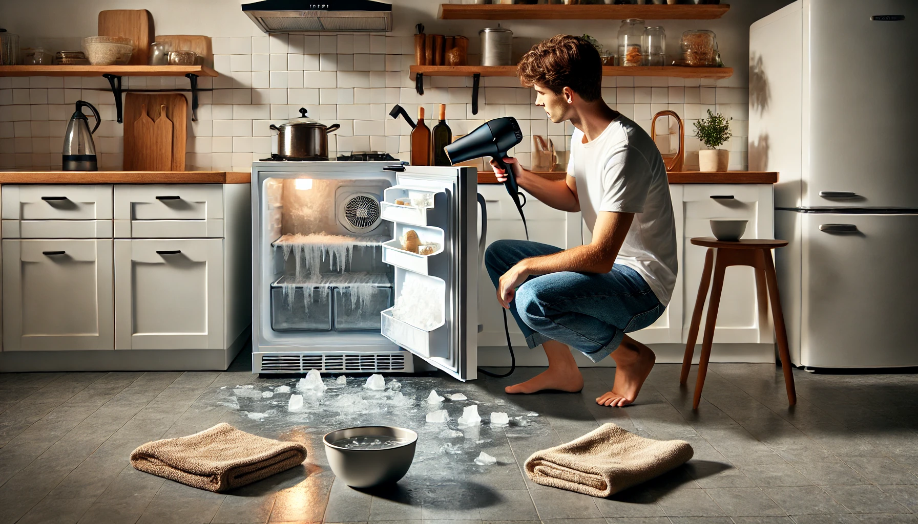 DALL·E 2025-04-24 20.06.47 - A clean modern kitchen with a person ...